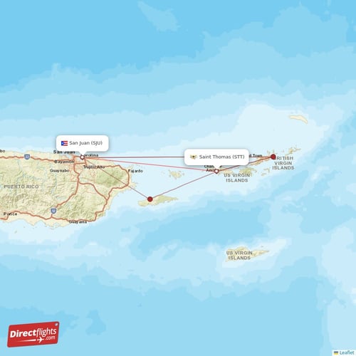 Direct flights from Saint Thomas to San Juan, STT to SJU non-stop - Directflights.com