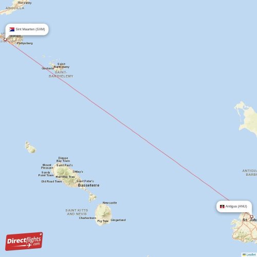 Direct flights from Sint Maarten to Antigua (SXM-ANU) - Directflights.com