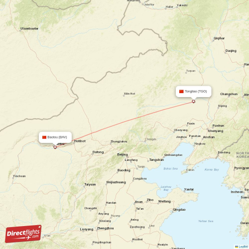 Direct flights from Tongliao to Baotou, TGO to BAV non-stop ...