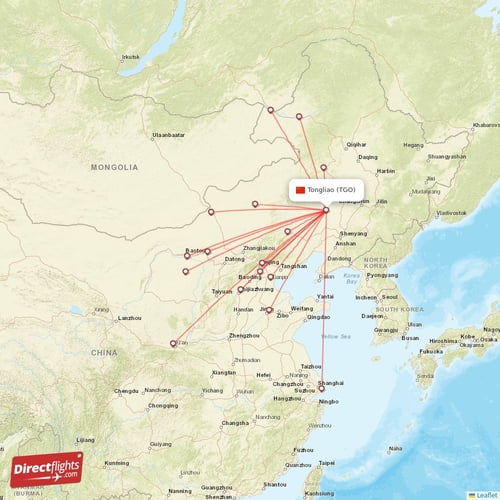 Direct flights from Tongliao - 18 destinations - TGO, China ...