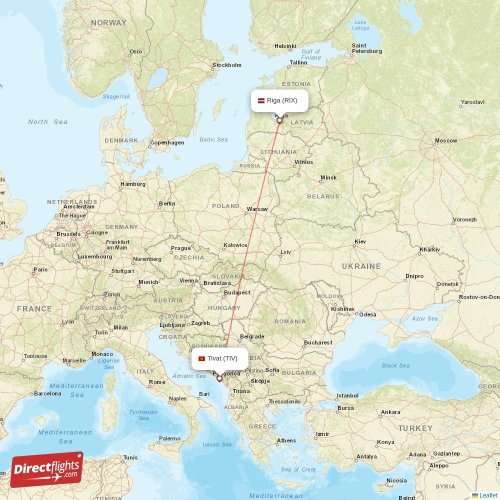 Direct flights from Tivat to Riga (TIV-RIX) - Directflights.com