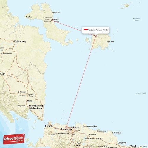 Direct flights from Tanjung Pandan - 3 destinations - TJQ, Indonesia ...