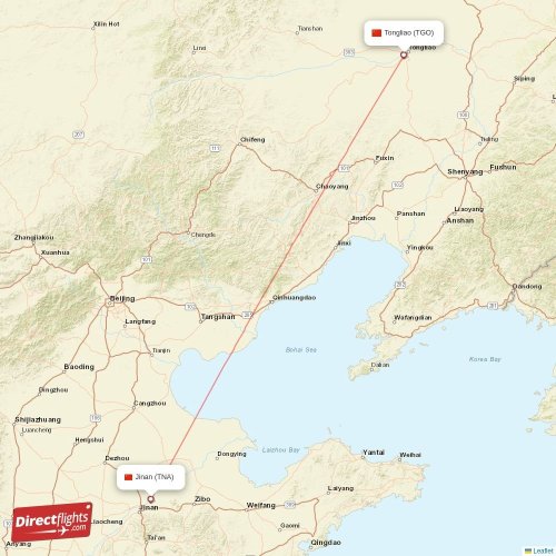 Direct flights from Jinan to Tongliao (TNA-TGO) - Directflights.com