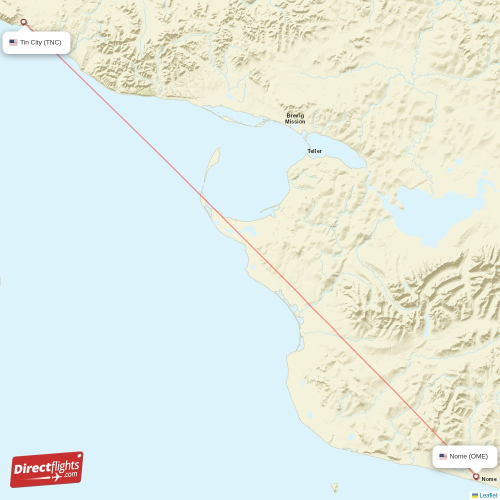 Direct flights from Tin City to Nome (TNC-OME) - Directflights.com