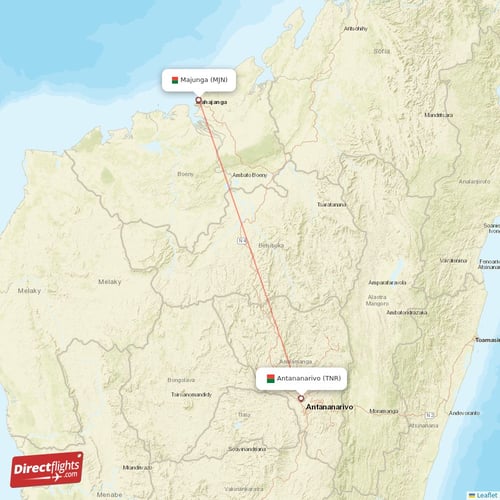 Direct flights from Antananarivo to Majunga, TNR to MJN non-stop ...