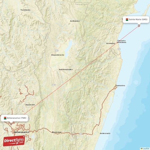 Direct flights from Antananarivo to Sainte Marie, TNR to SMS non-stop ...
