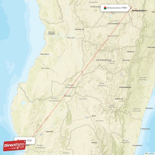 Direct flights from Antananarivo to Toliara, TNR to TLE non-stop ...