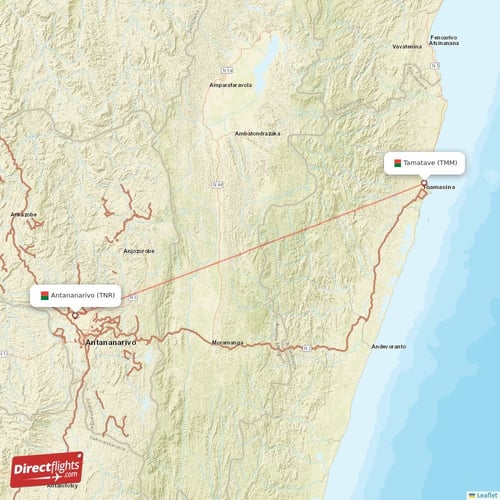 Direct flights from Antananarivo to Tamatave (TNR-TMM) - Directflights.com