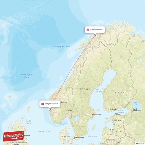 Direct flights from Tromso to Bergen, TOS to BGO non-stop - Directflights.com