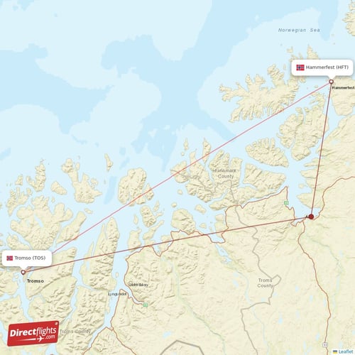 Direct flights from Tromso to Hammerfest, TOS to HFT non-stop ...