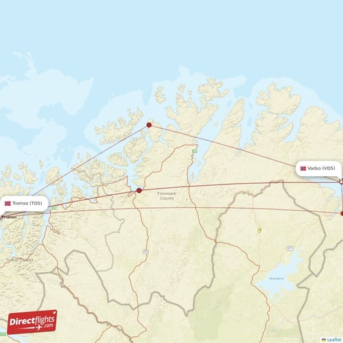 Direct flights from Tromso to Vadso, TOS to VDS non-stop - Directflights.com