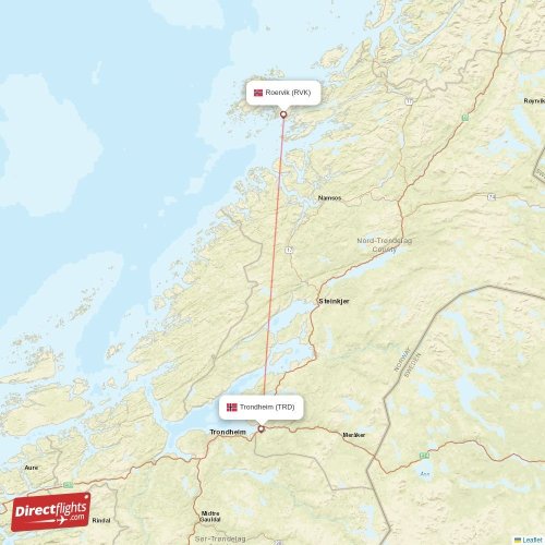 Direct flights from Trondheim to Roervik, TRD to RVK non-stop ...