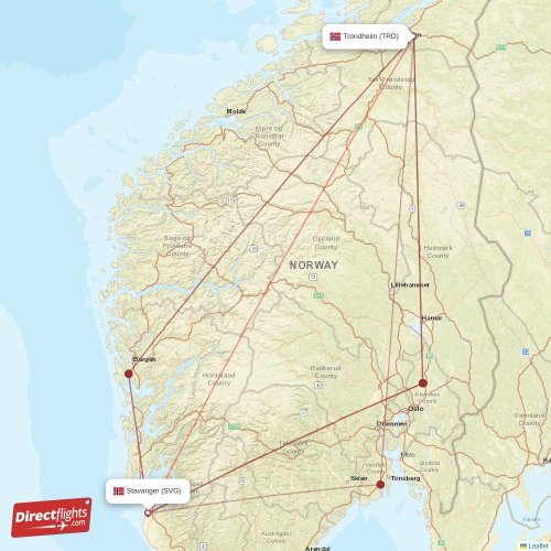 Direct flights from Trondheim to Stavanger, TRD to SVG non-stop ...