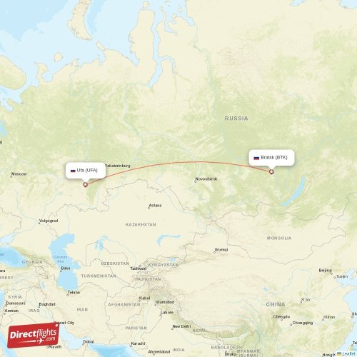 Direct flights from Ufa to Bratsk, UFA to BTK non-stop - Directflights.com