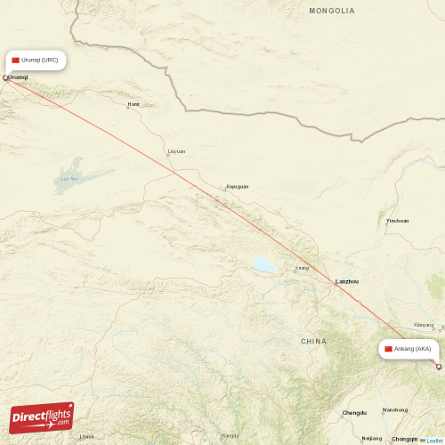 Direct flights from Urumqi to Ankang (URC-AKA) - Directflights.com