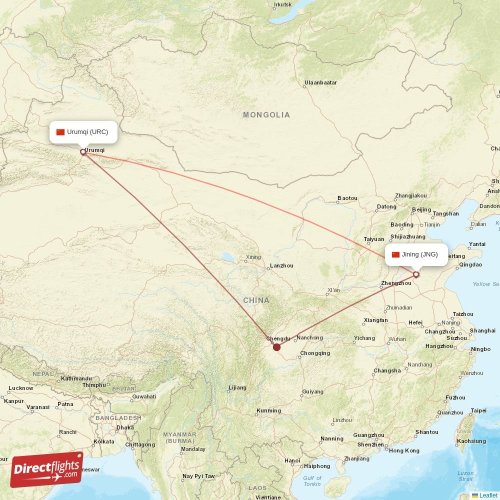 Direct flights from Urumqi to Jining (URC-JNG) - Directflights.com