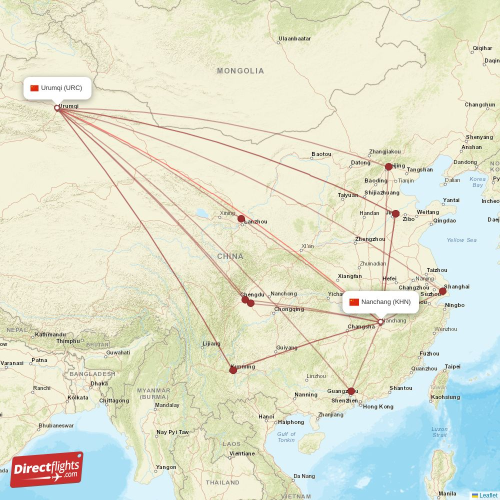 Direct flights from Urumqi to Nanchang (URC-KHN) - Directflights.com