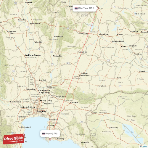 Direct flights from Utapao to Udon Thani (UTP-UTH) - Directflights.com