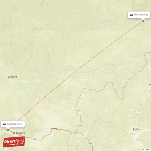 Direct flights from Vanavara to Krasnojarsk, VAQ to KJA non-stop ...