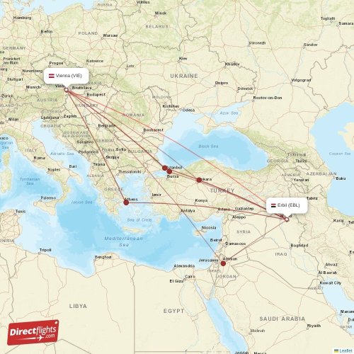 Direct flights from Vienna to Erbil (VIE-EBL) - Directflights.com