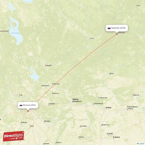 Direct flights from Moscow to Syktyvkar (VKO-SCW) - Directflights.com