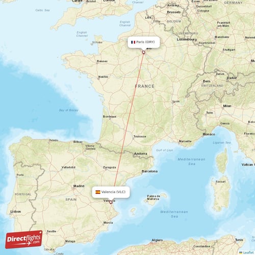 Direct flights from Valencia to Paris (VLC-ORY) - Directflights.com