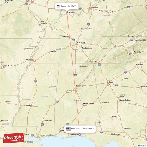 Direct flights from Fort Walton Beach to Evansville, VPS to EVV non ...