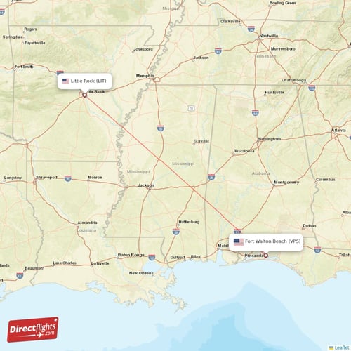 Direct flights from Fort Walton Beach to Little Rock, VPS to LIT non ...