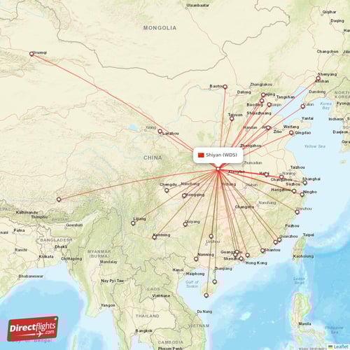 Direct flights to Shiyan - WDS, China - Directflights.com