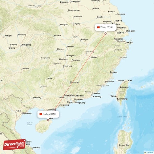 Direct flights from Wuhu to Haikou, WHA to HAK non-stop - Directflights.com