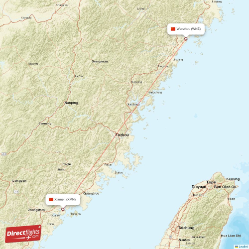 Direct flights from Wenzhou to Xiamen (WNZ-XMN) - Directflights.com