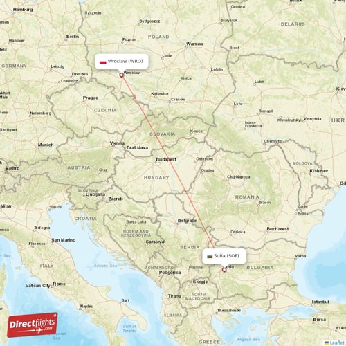 Direct flights from Wroclaw to Sofia, WRO to SOF non-stop - Directflights.com