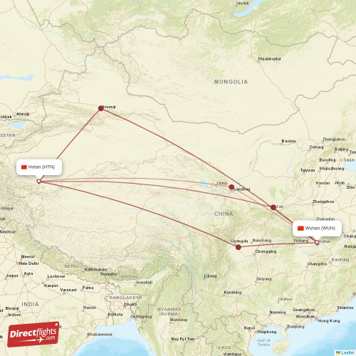 Direct flights from Wuhan to Hotan (WUH-HTN) - Directflights.com