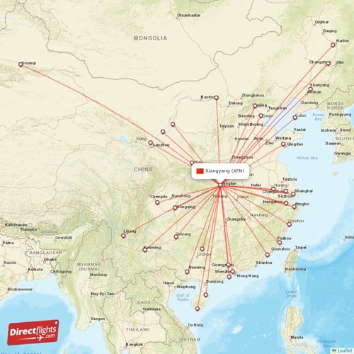 Direct flights to Xiangyang - XFN, China - Directflights.com