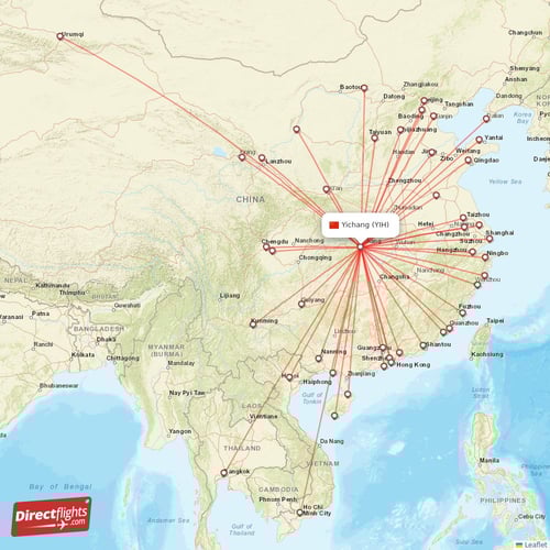 Direct flights from Yichang - 44 destinations - YIH, China ...