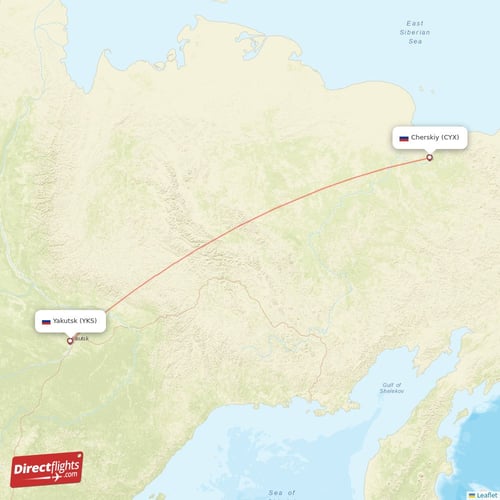 Direct flights from Yakutsk to Cherskiy, YKS to CYX non-stop ...