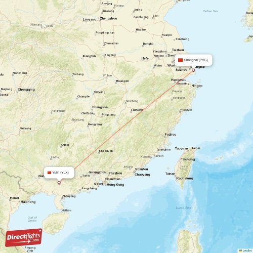 Direct flights from Yulin to Shanghai (YLX-PVG) - Directflights.com