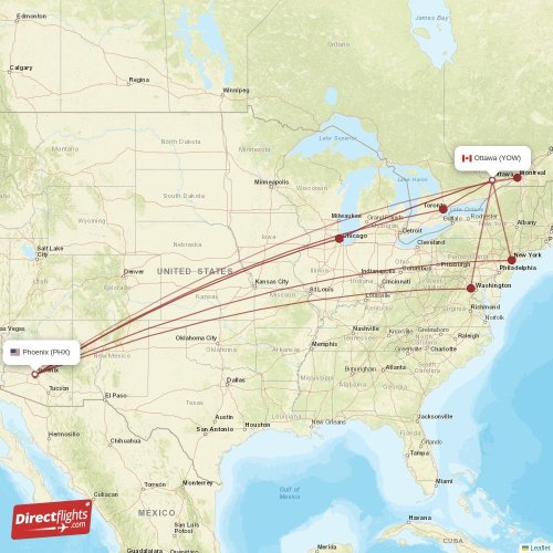 Direct flights from Ottawa to Phoenix (YOW-PHX) - Directflights.com