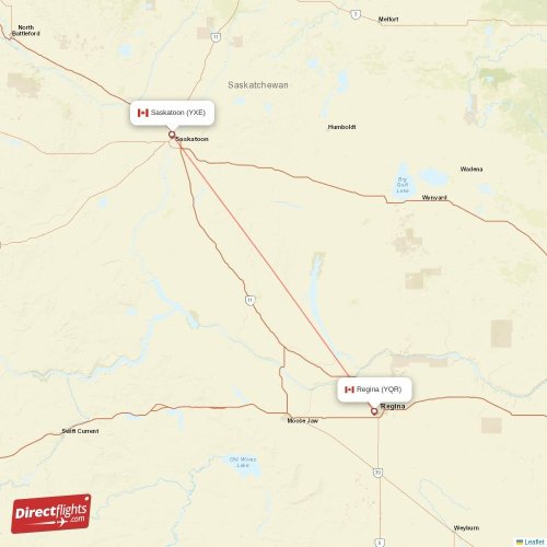 Direct flights from Regina to Saskatoon, YQR to YXE non-stop ...