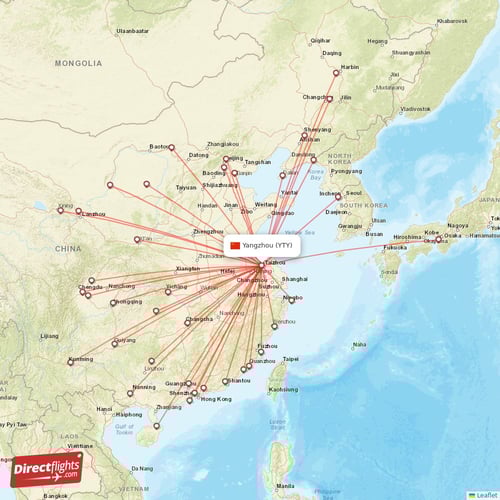 Direct flights from Yangzhou - 36 destinations - YTY, China ...