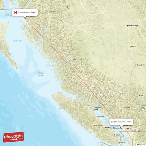 Direct flights from Vancouver to Prince Rupert, YVR to YPR non-stop ...