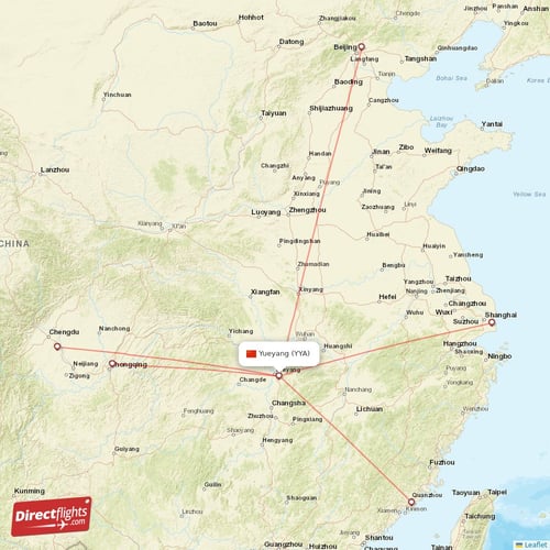 Direct flights to Yueyang - YYA, China - Directflights.com