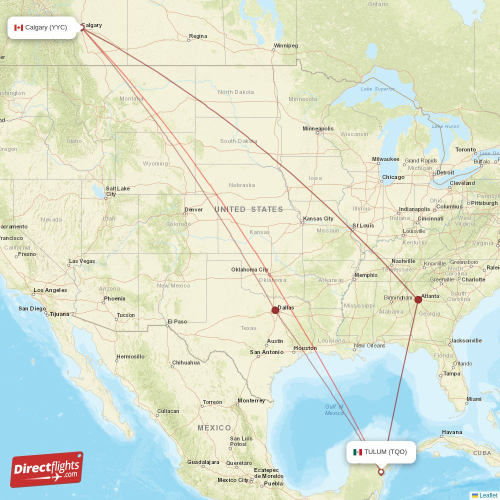Direct flights from Calgary to TULUM (YYC-TQO) - Directflights.com