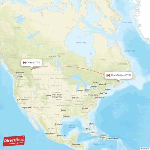 Direct flights from Charlottetown to Calgary, YYG to YYC non-stop - Directflights.com