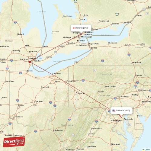 Direct flights from Toronto to Baltimore, YYZ to BWI non-stop ...