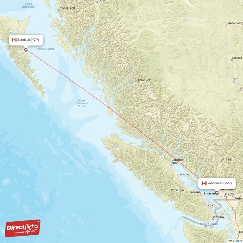 Direct flights from Sandspit to Vancouver (YZP-YVR) - Directflights.com
