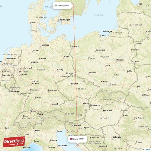 Direct flights from Zadar to Vaxjo (ZAD-VXO) - Directflights.com