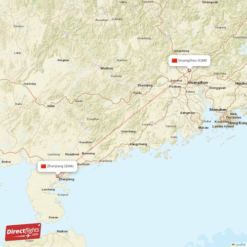Direct flights from Zhanjiang to Guangzhou (ZHA-CAN) - Directflights.com
