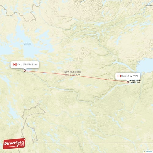 Direct flights from Churchill Falls - 1 destinations - ZUM, Canada - Directflights.com
