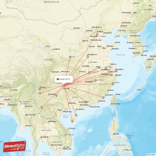 Direct flights from Zunyi - 18 destinations - ZYI, China ...